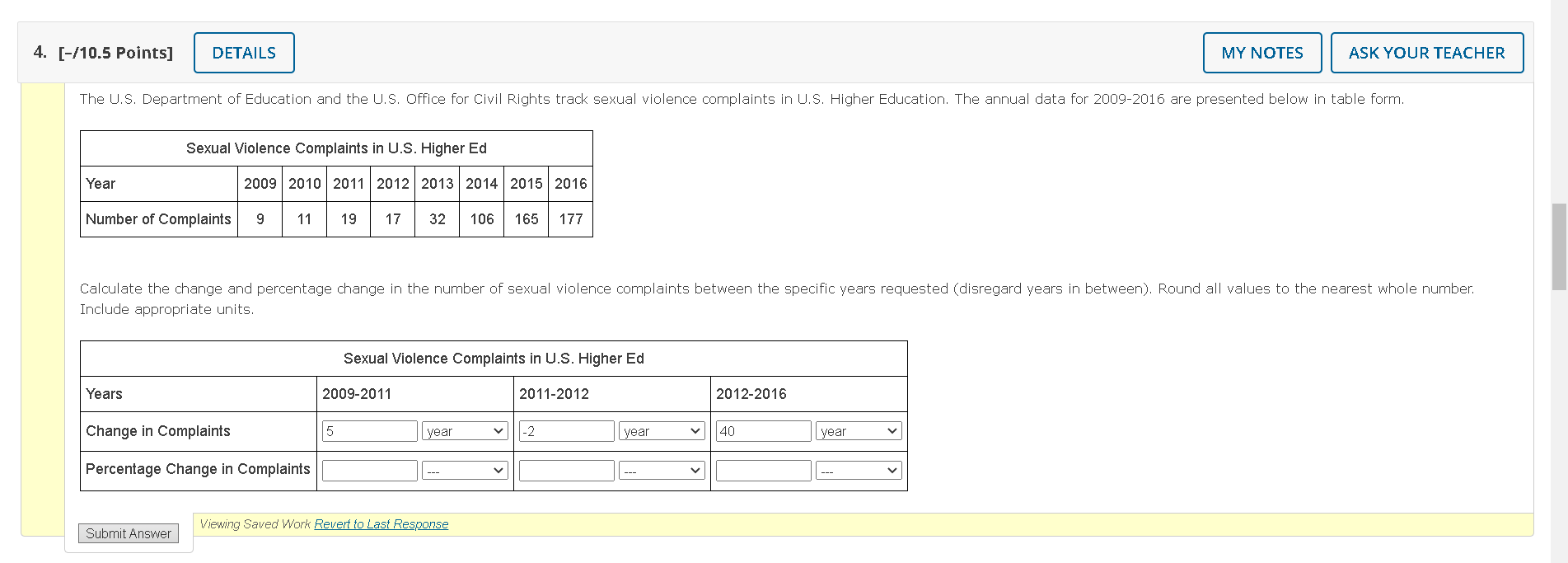 Solved 4. [-/10.5 Points] DETAILS MY NOTES ASK YOUR TEACHER | Chegg.com