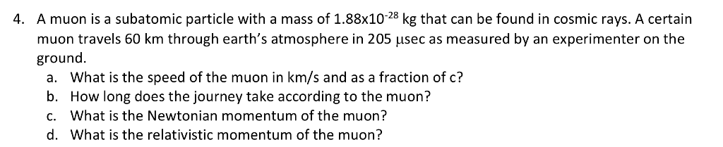 Solved A muon is a subatomic particle with a mass of | Chegg.com