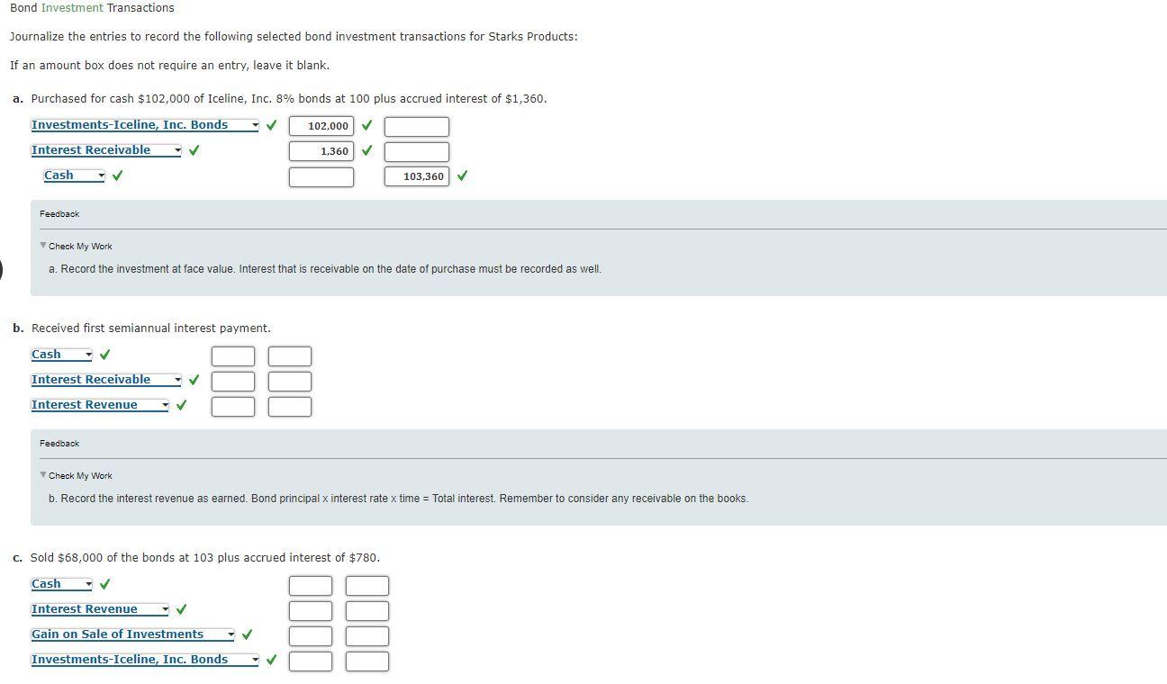 Solved Bond Investment Transactions Journalize the entries | Chegg.com