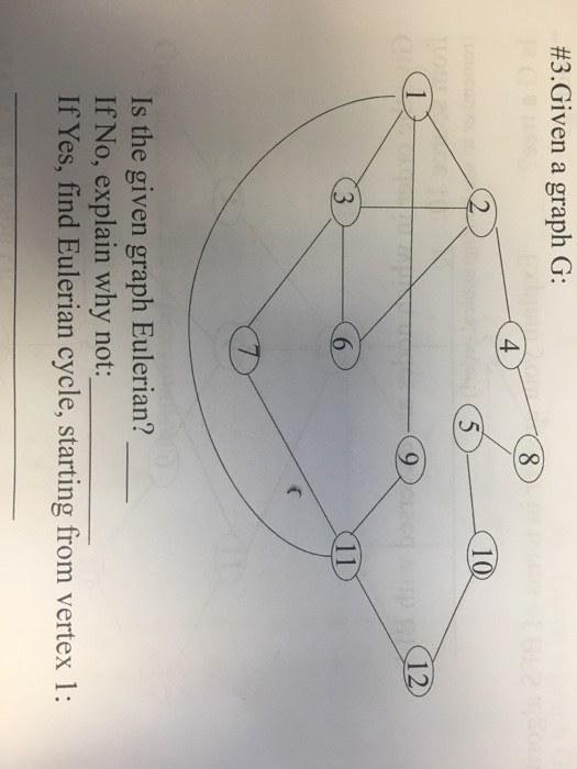 Solved Given a graph G: Is the given graph Eulerian?____ | Chegg.com