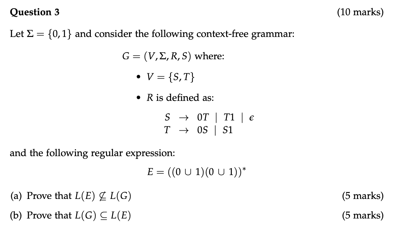 Solved Let Σ={0,1} and consider the following context-free | Chegg.com