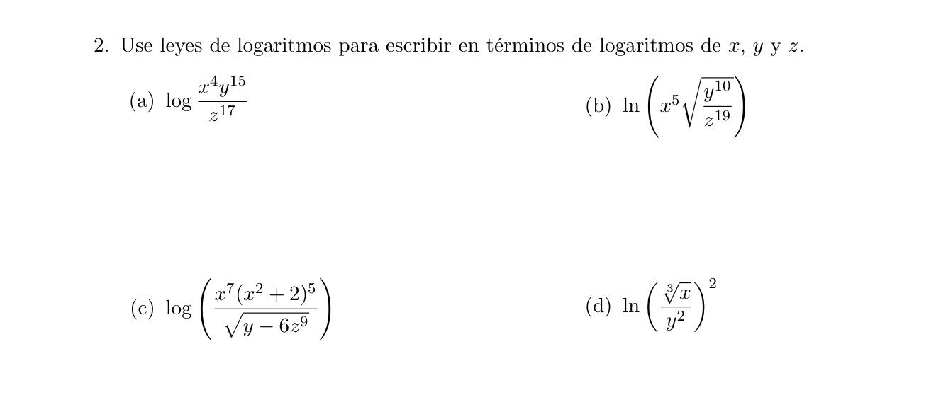 Solved Use logarithms laws to write in terms of logarithms | Chegg.com