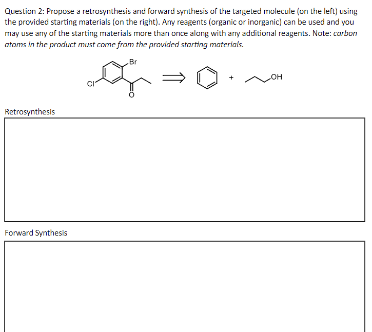 Solved Question 2: Propose a retrosynthesis and forward | Chegg.com