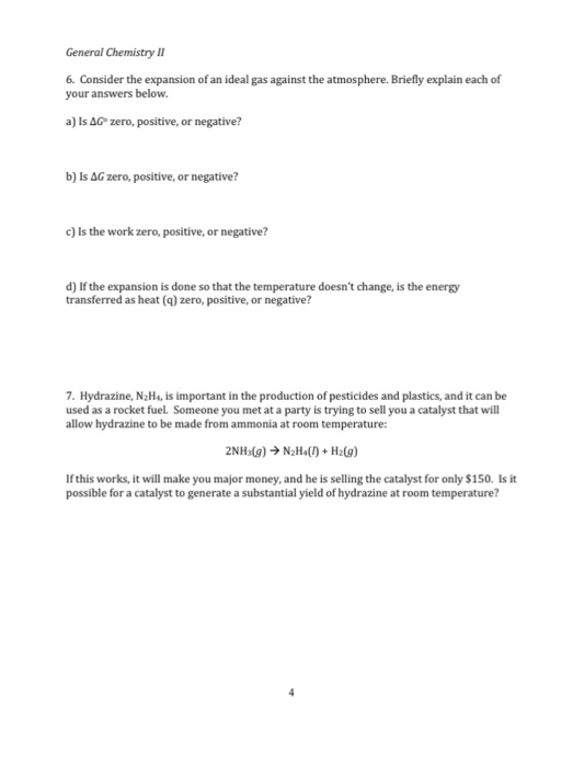 Solved General ChemistryII Workshop 8: Thermodynamics/Free | Chegg.com