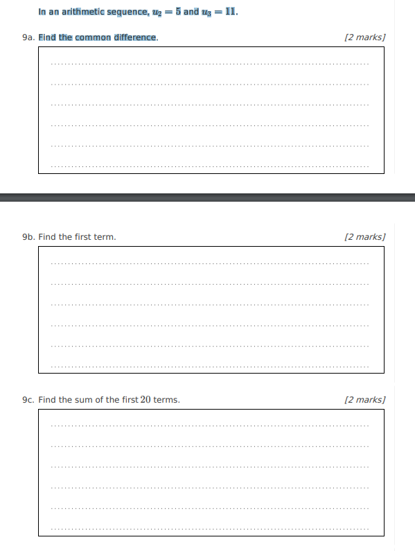 Solved In an arithmetic sequence, Uz = 5 and uz = 11. 9a. | Chegg.com