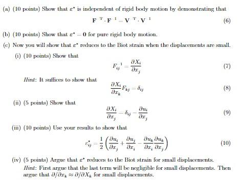 Problem 3 (Almansi strain) The Almansı siraun tensor | Chegg.com