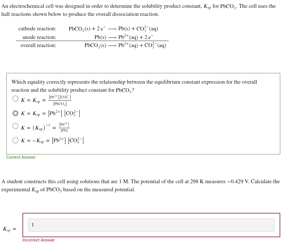 Solved A student constructs this cell using solutions that | Chegg.com