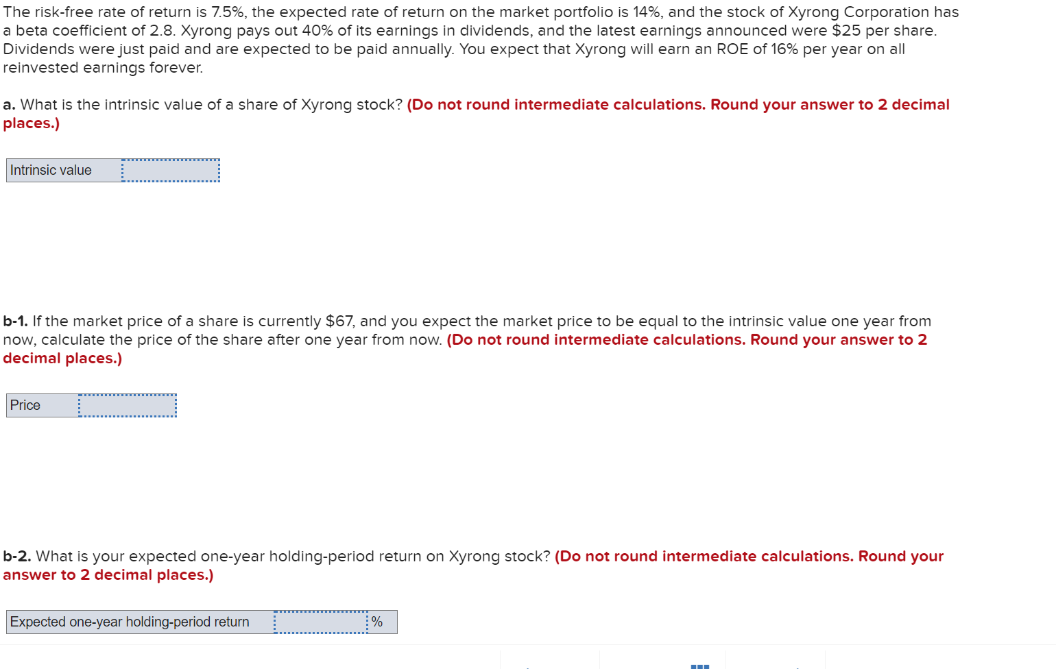 Solved The risk-free rate of return is 7.5%, ﻿the expected | Chegg.com