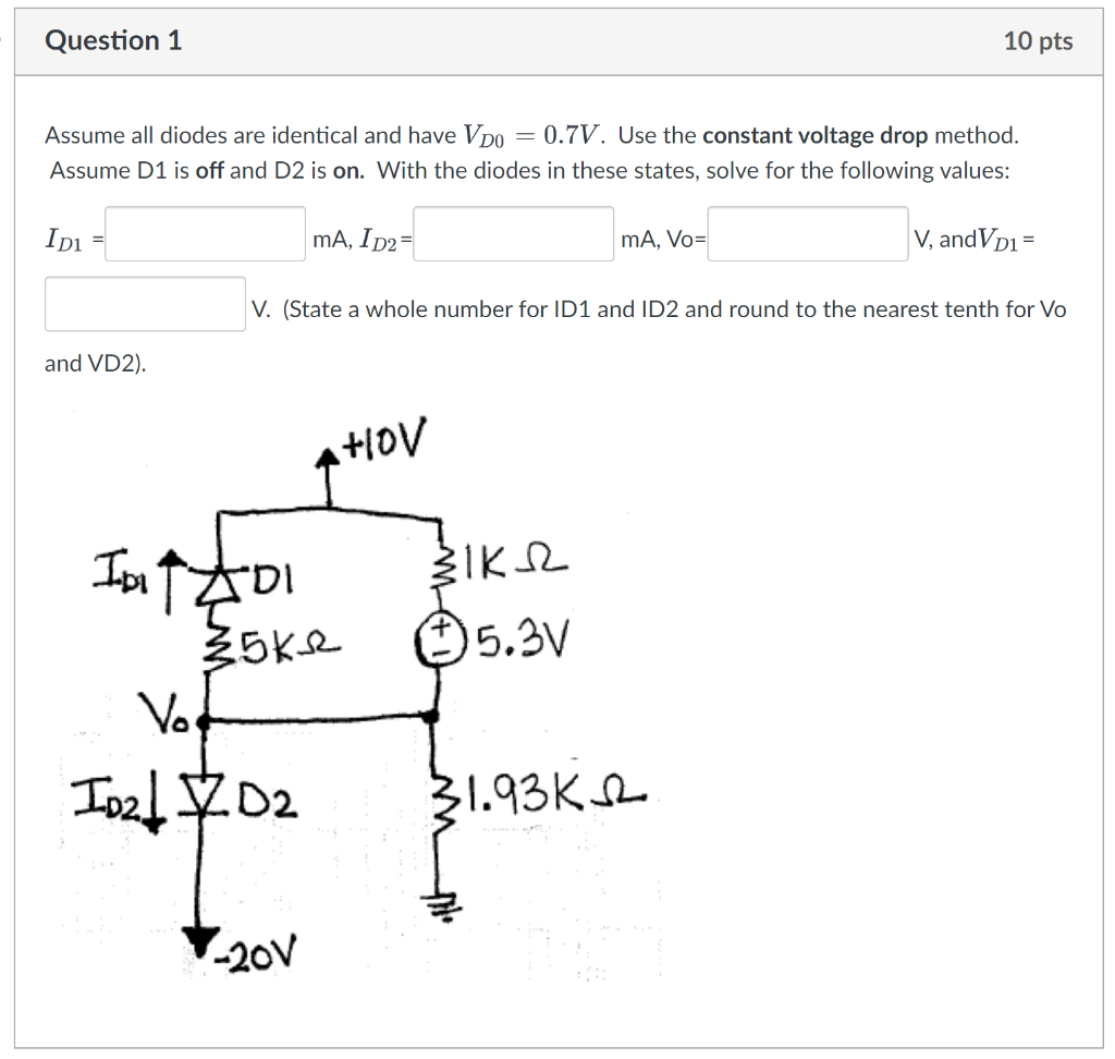 Solved Assume all diodes are identical and have VD0=0.7 V. | Chegg.com