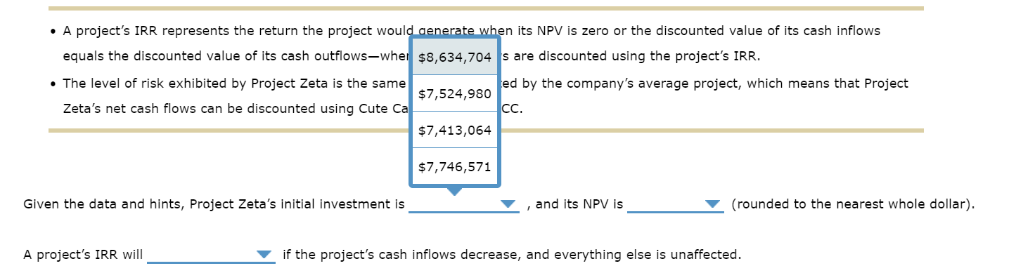 Solved 3. Understanding the IRR and NPV The net present | Chegg.com