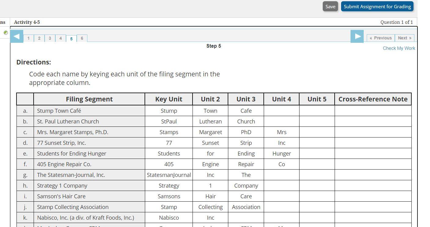 Save Submit Assignment for Grading ns Activity 4-5 | Chegg.com