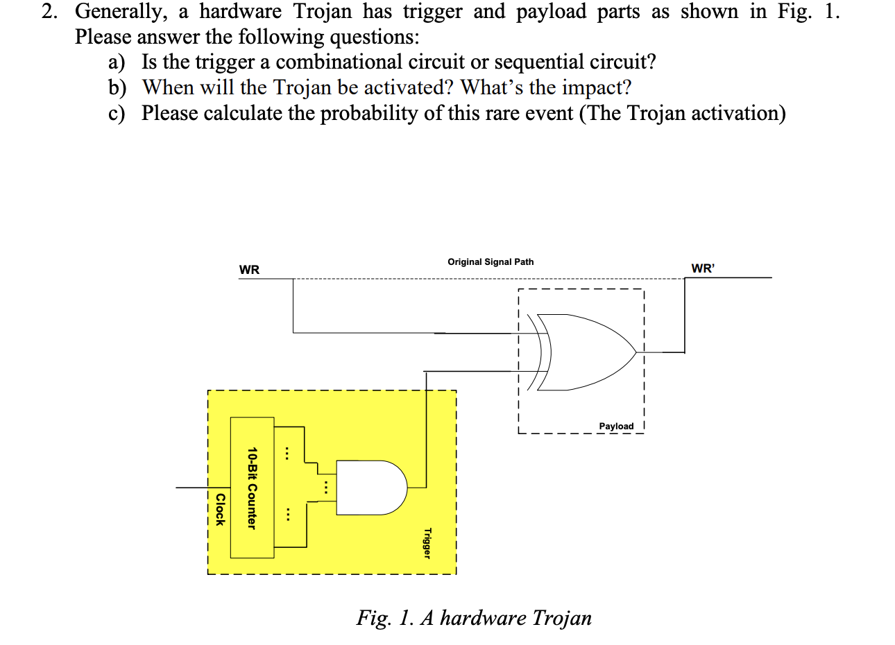 Solved 2 Generally A Hardware Trojan Has Trigger And