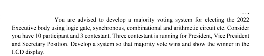 Solved You are advised to develop a majority voting system | Chegg.com