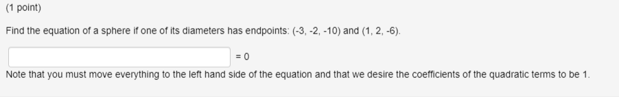 Solved Find the equation of a sphere if one of its diameters | Chegg.com