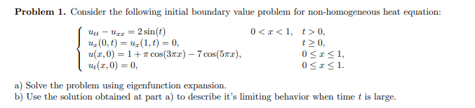 Solved Problem 1. Consider the following initial boundary | Chegg.com