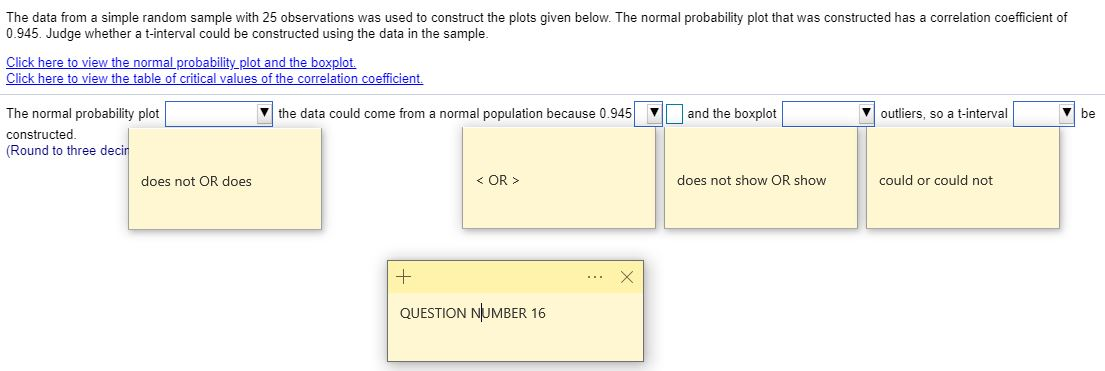 Solved The data from a simple random sample with 25 | Chegg.com