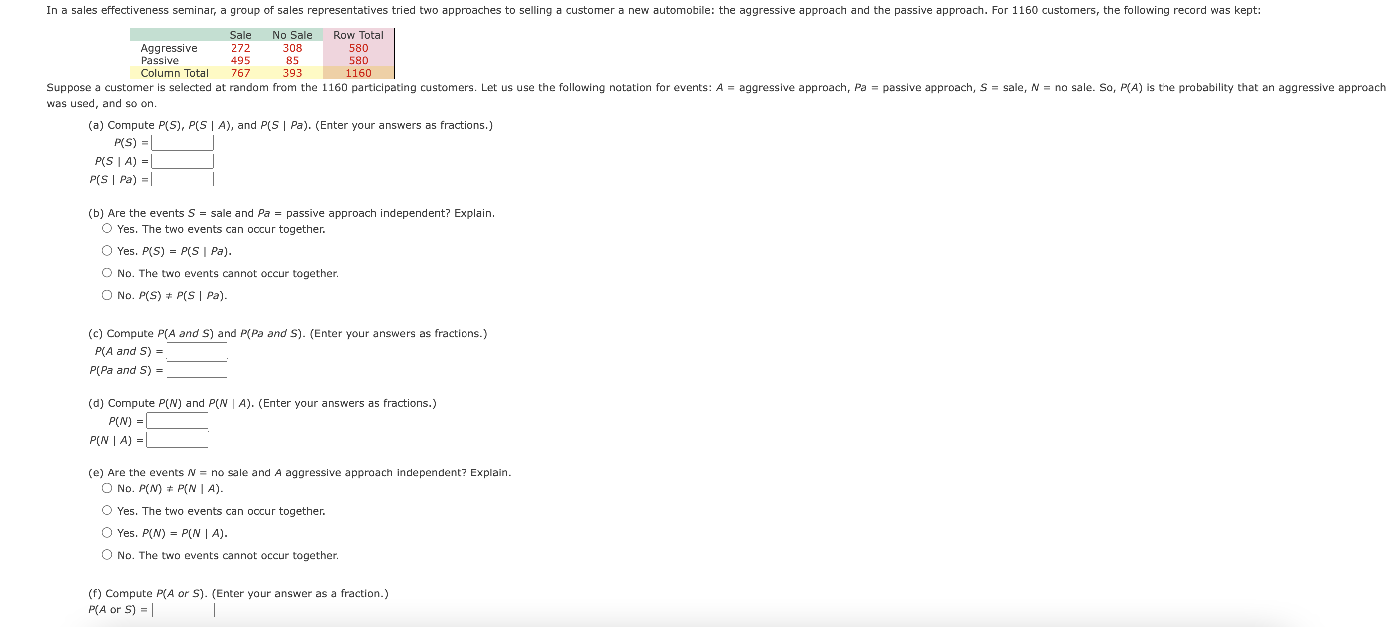 Solved used, and so on. (a) Compute P(S),P(S∣A), and | Chegg.com