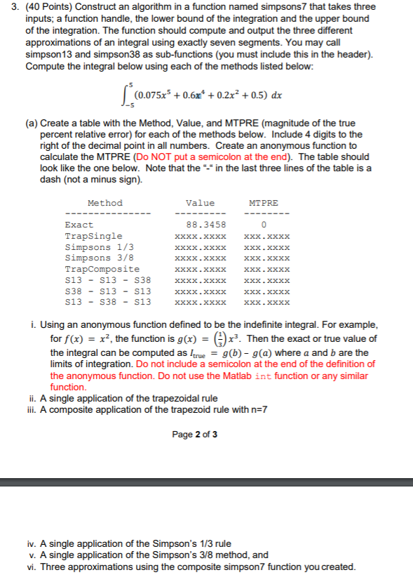 Please use Matlab R2019a code to write a step by step | Chegg.com