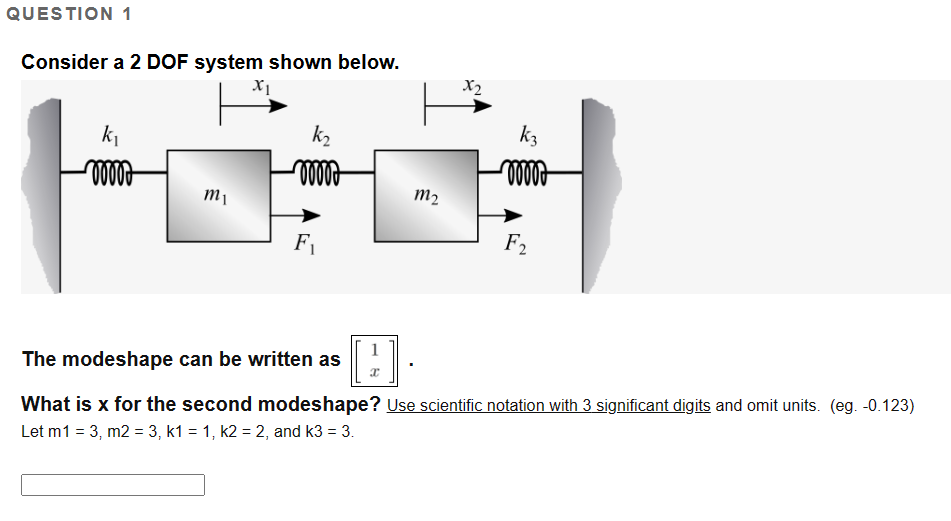 Solved QUESTION 1Consider a 2 ﻿DOF system shown below.The | Chegg.com