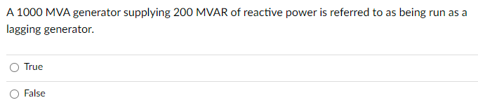 Solved A 1000 MVA generator supplying 200 MVAR of reactive | Chegg.com