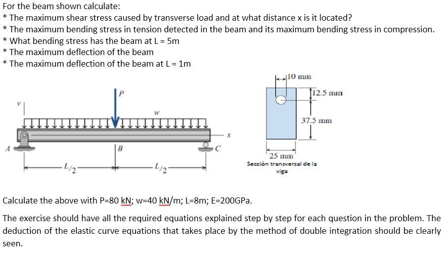 Solved For the beam shown calculate: * The maximum shear | Chegg.com