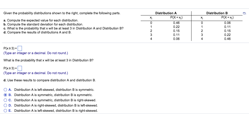 Solved Given the probability distributions shown to the | Chegg.com