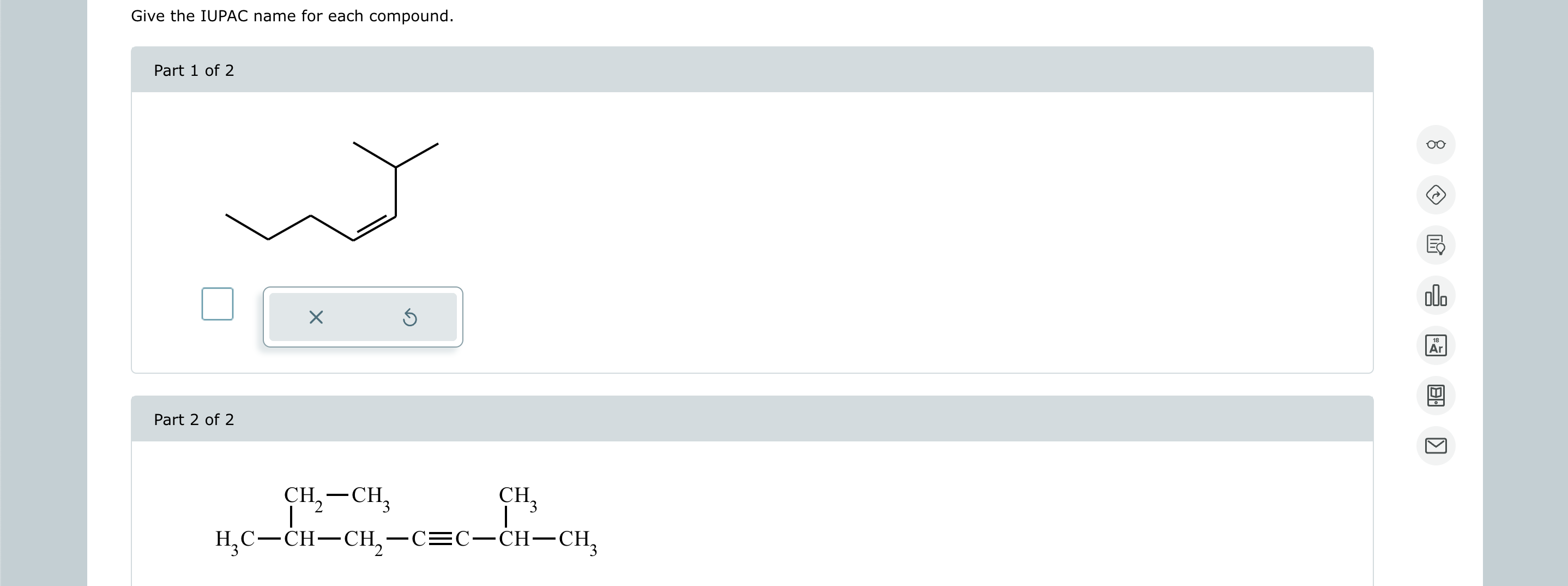 Solved Give the IUPAC name for each compound.Part 1 ﻿of | Chegg.com