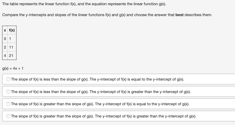 Solved The table represents the linear function f(x), and | Chegg.com
