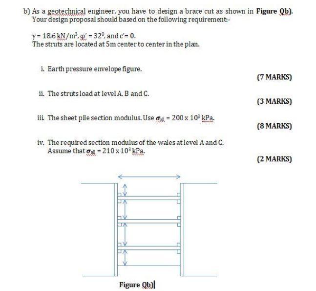 Solved b) As a geotechnical engineer, you have to design a | Chegg.com