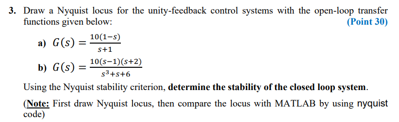 Solved Draw a Nyquist locus for the unity-feedback control | Chegg.com