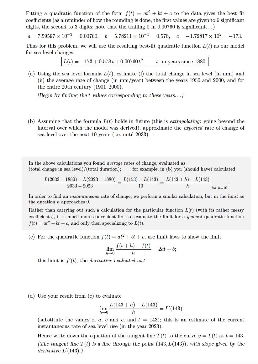 Solved Fitting a quadratic function of the form | Chegg.com