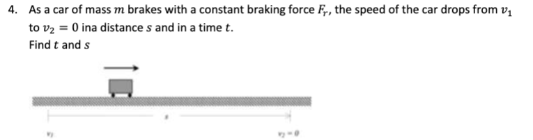 Solved 4. As a car of mass m brakes with a constant braking | Chegg.com