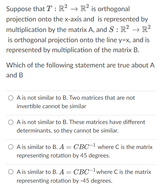 Solved Suppose that T : R2 + R² is orthogonal projection | Chegg.com