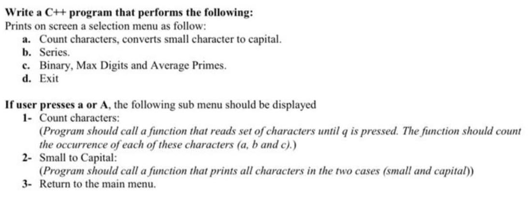 Solved Write a C++ ﻿program that performs the | Chegg.com