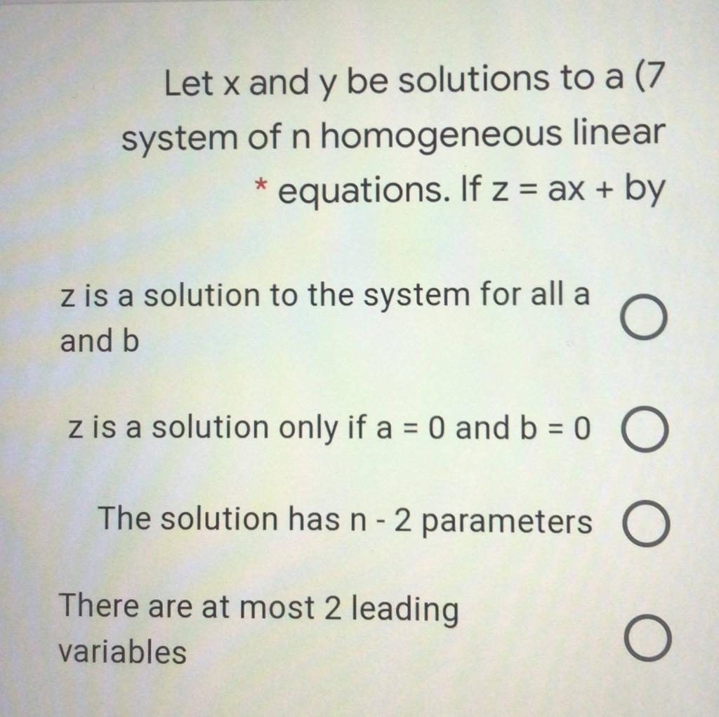 Solved Let x and y be solutions to a (7 system of n | Chegg.com