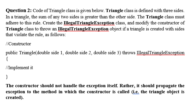 Solved public class Triangle { private double side1, side2, | Chegg.com
