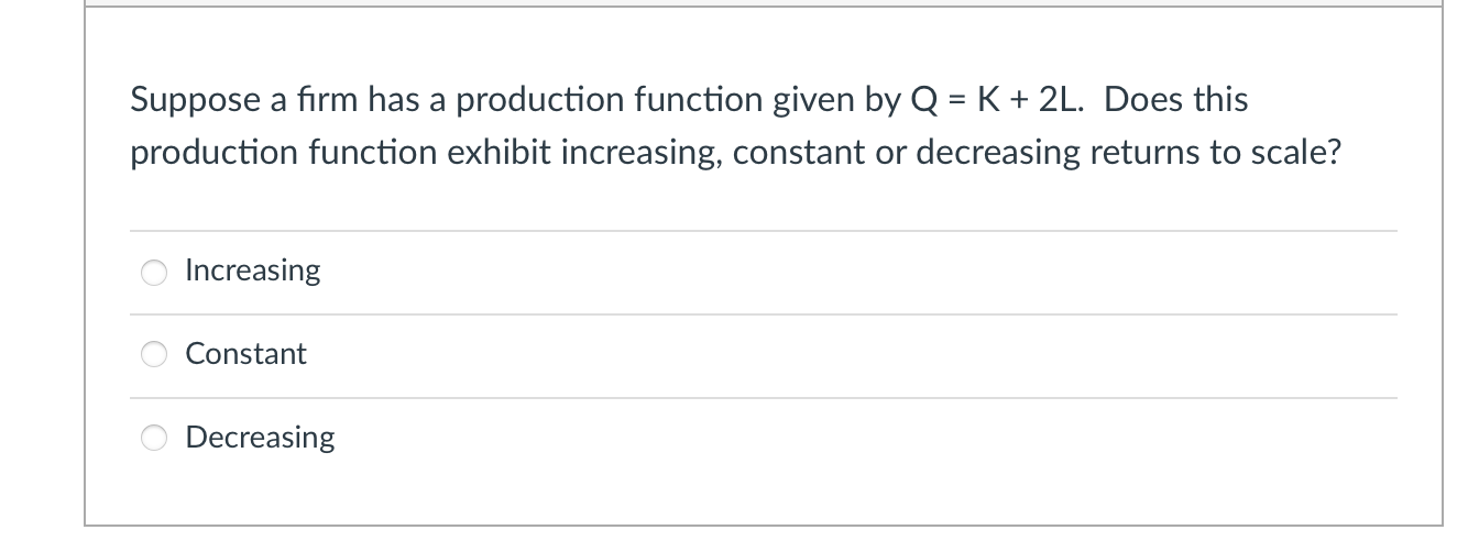 Solved Suppose a firm has a production function given by | Chegg.com