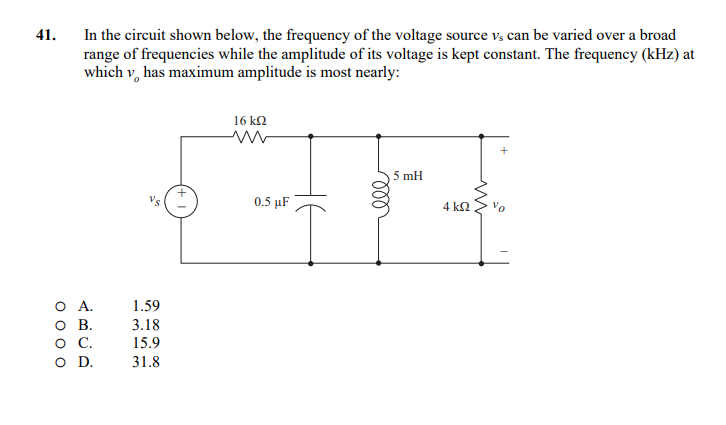 Solved 11. In the circuit shown below, the frequency of the | Chegg.com