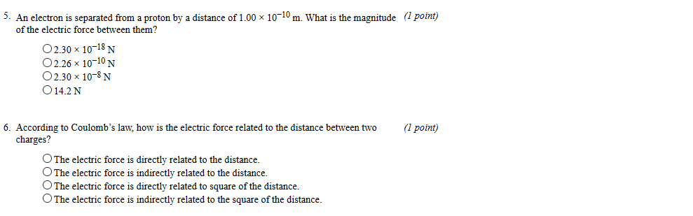 Solved 5 An Electron Is Separated From A Proton By A