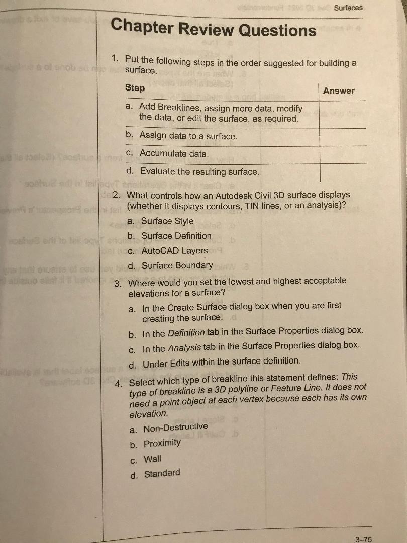 Solved Surfaces Chapter Review Questions 1. Put the | Chegg.com