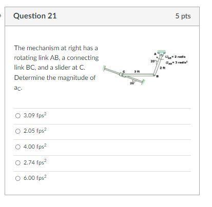 Solved Question 21 5 pts The mechanism at right has a | Chegg.com