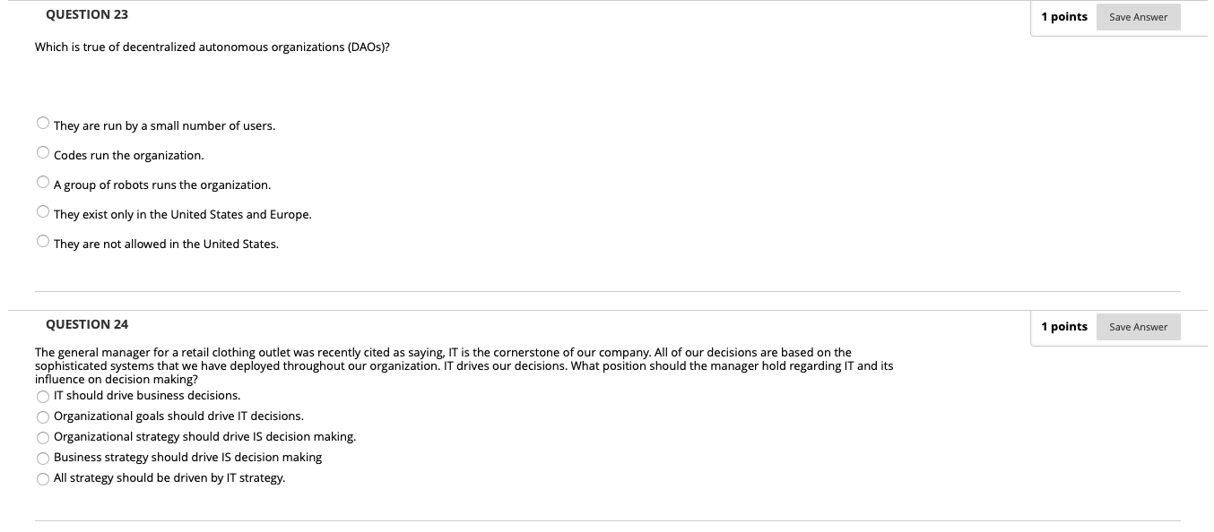 Solved QUESTION 23 1 points Save Answer Which is true of | Chegg.com