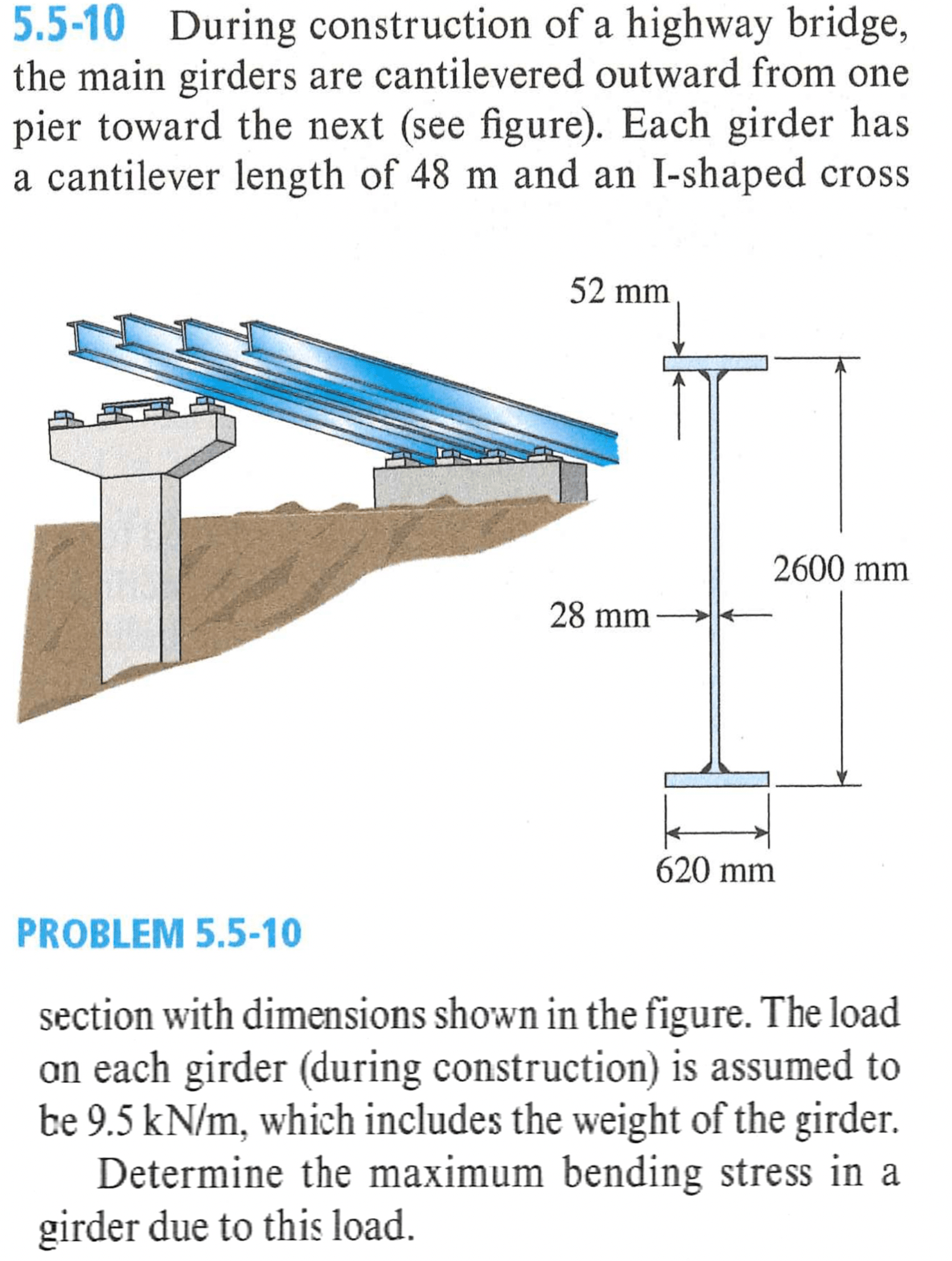 Solved 5.5-10 During construction of a highway bridge, the | Chegg.com