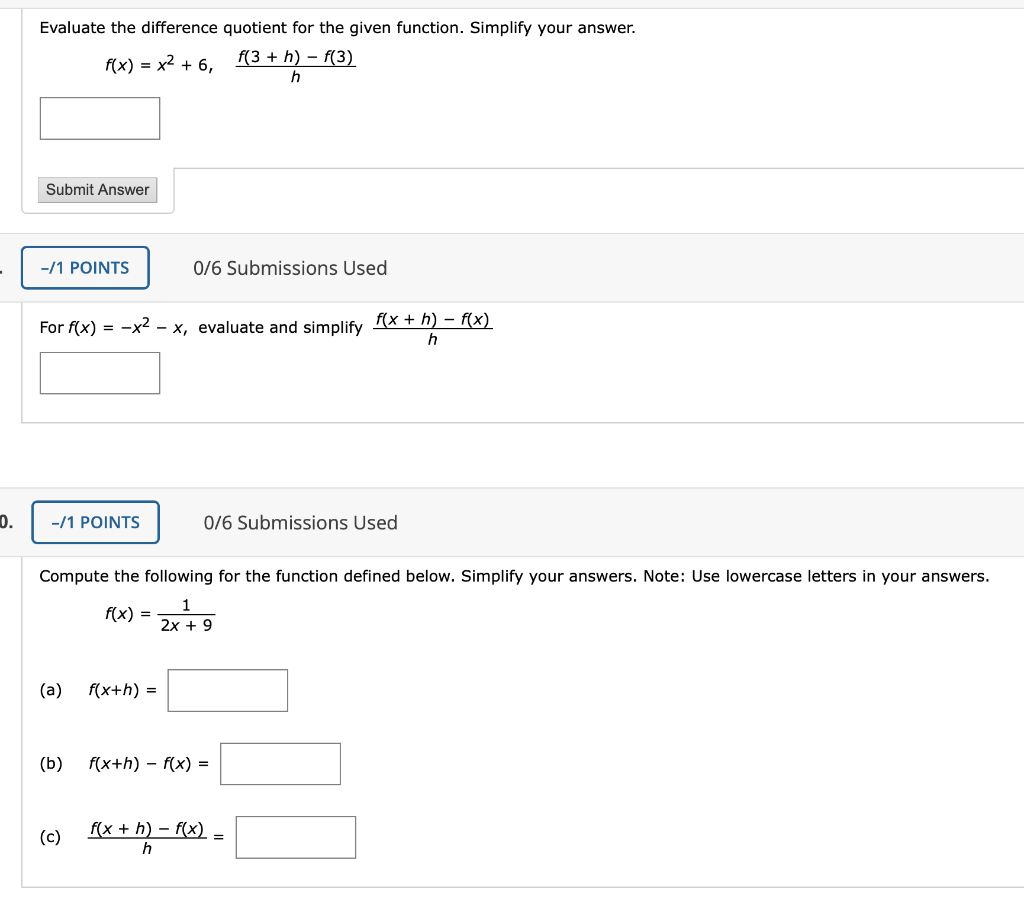 Solved Evaluate the difference quotient for the given | Chegg.com