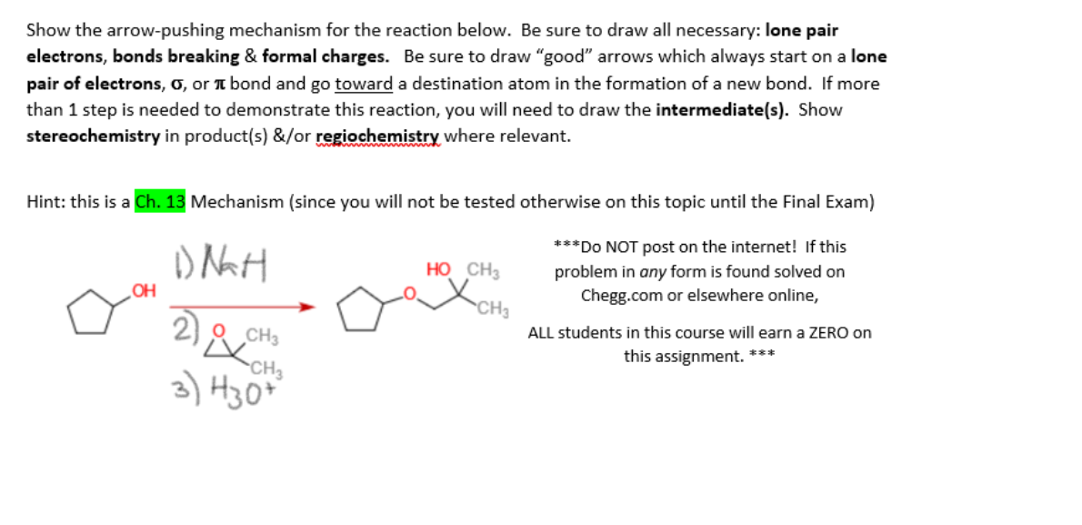 Solved Show the arrow-pushing mechanism for the reaction | Chegg.com