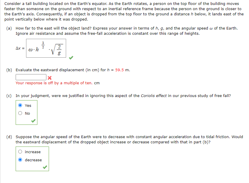 Solved Consider a tall building located on the Earth's | Chegg.com