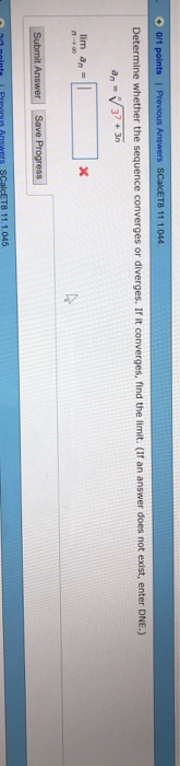 Solved O 0/1 points | Previous Answers SCalcET8 11.1.044 | Chegg.com