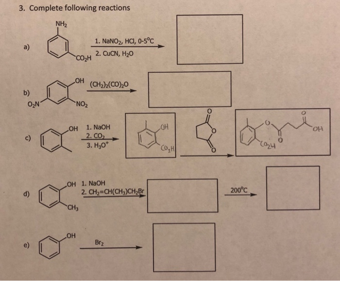 Solved 3. Complete following reactions NH2 1. NaNO2, Ha, | Chegg.com