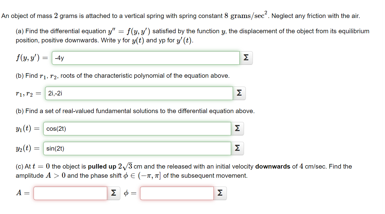 Solved An object of mass 2 grams is attached to a vertical | Chegg.com