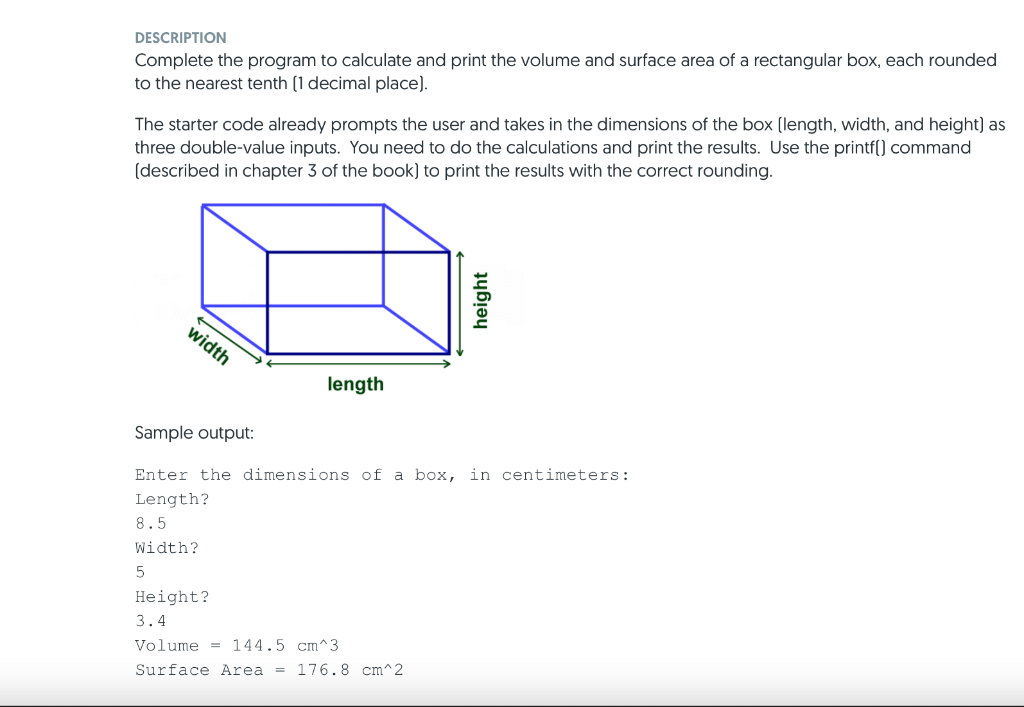 Solved DESCRIPTION Complete the program to calculate and | Chegg.com